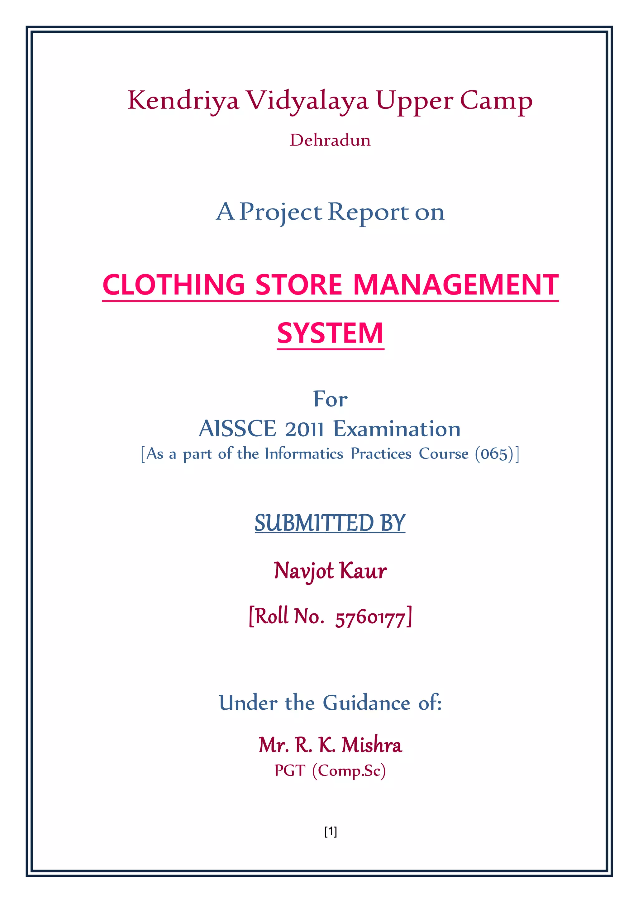 Clothing Store and Management System | DOC