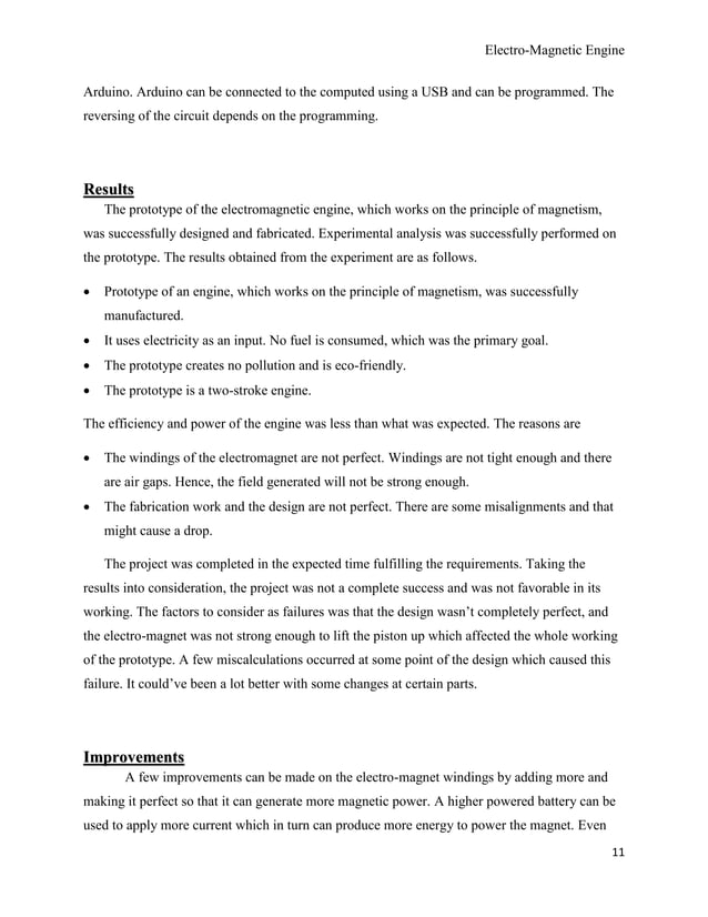 Electro-Magnetic Engine | DOCX | Physics | Science