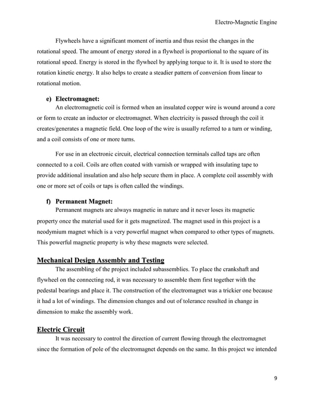 Electro-Magnetic Engine | DOCX | Physics | Science