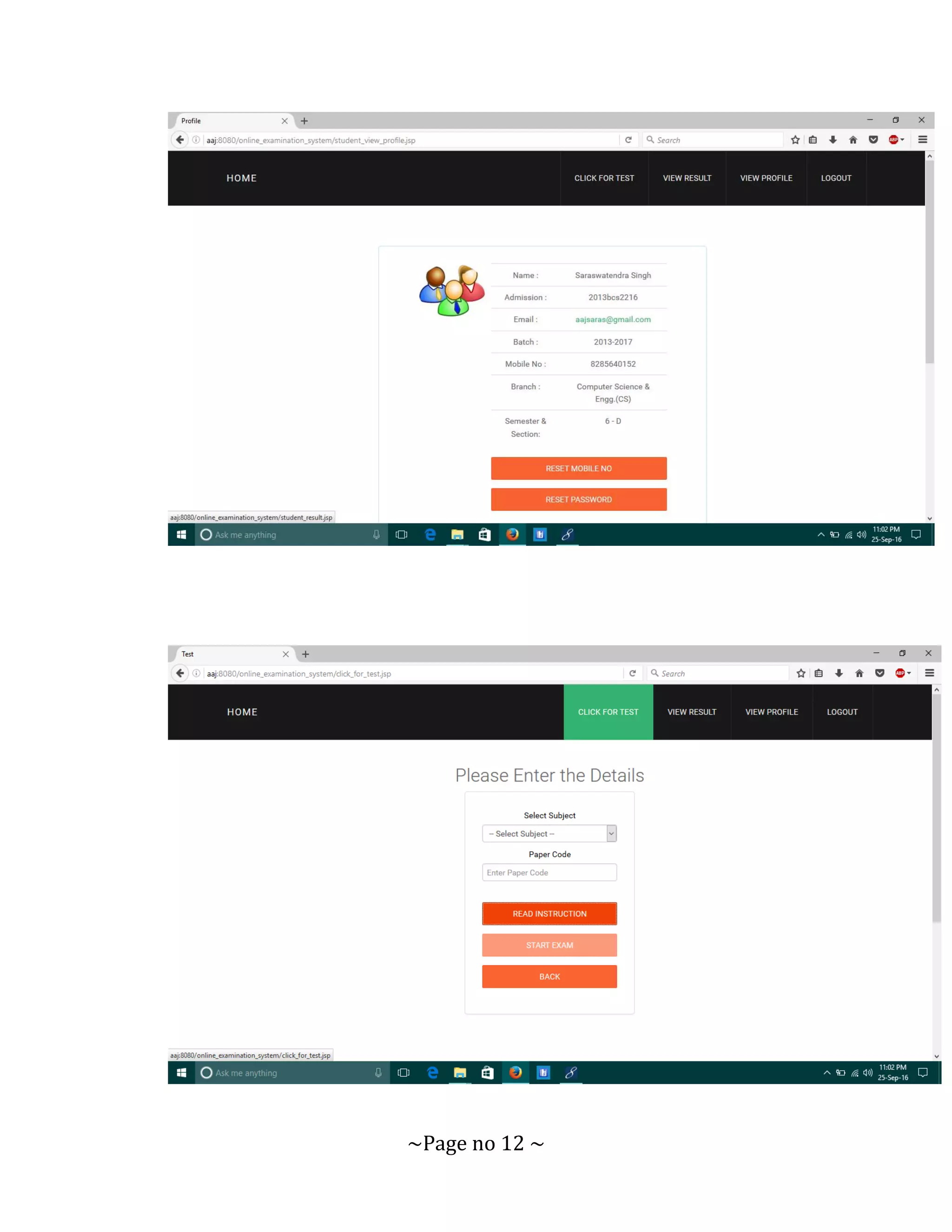 Online Examination System Project report | PDF