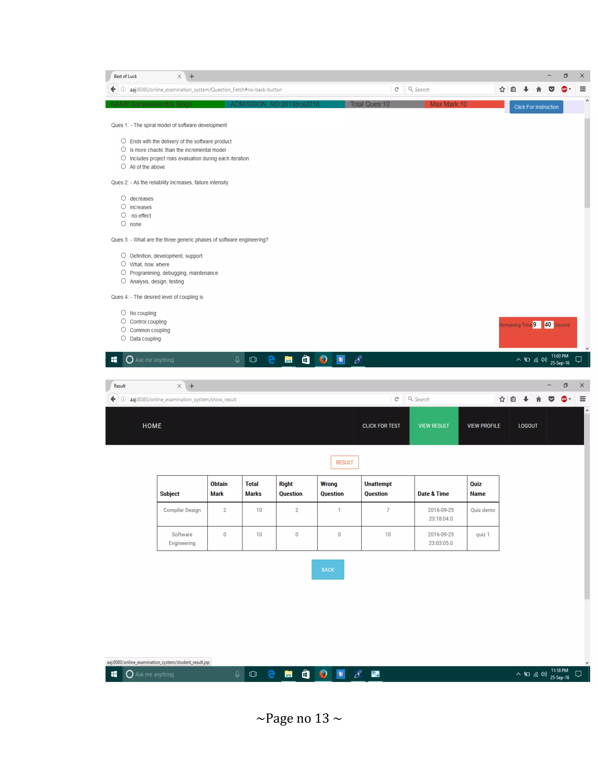 Online Examination System Project report | PDF