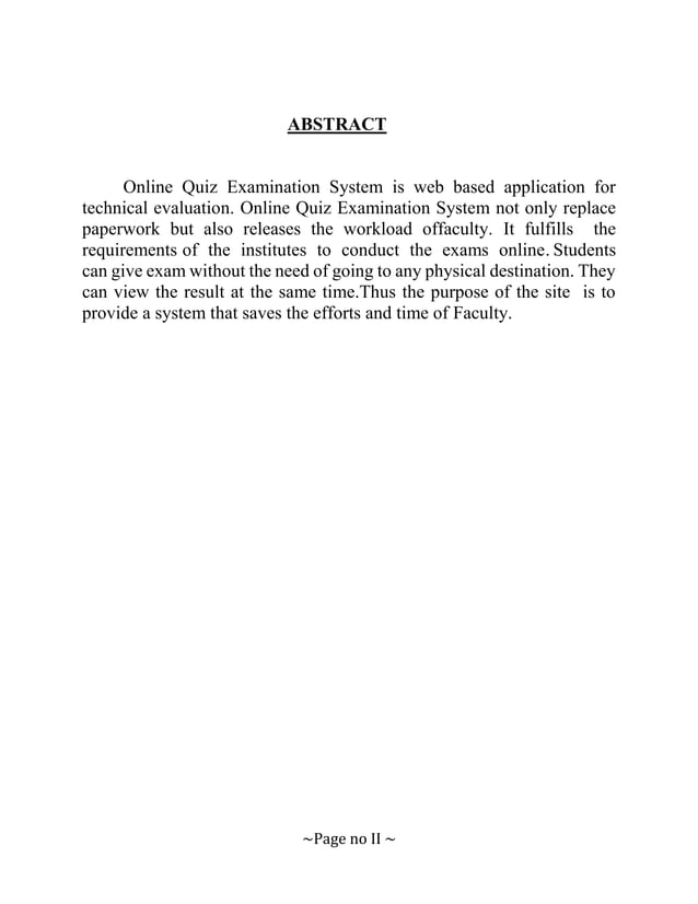 Online Examination System Project report | PDF