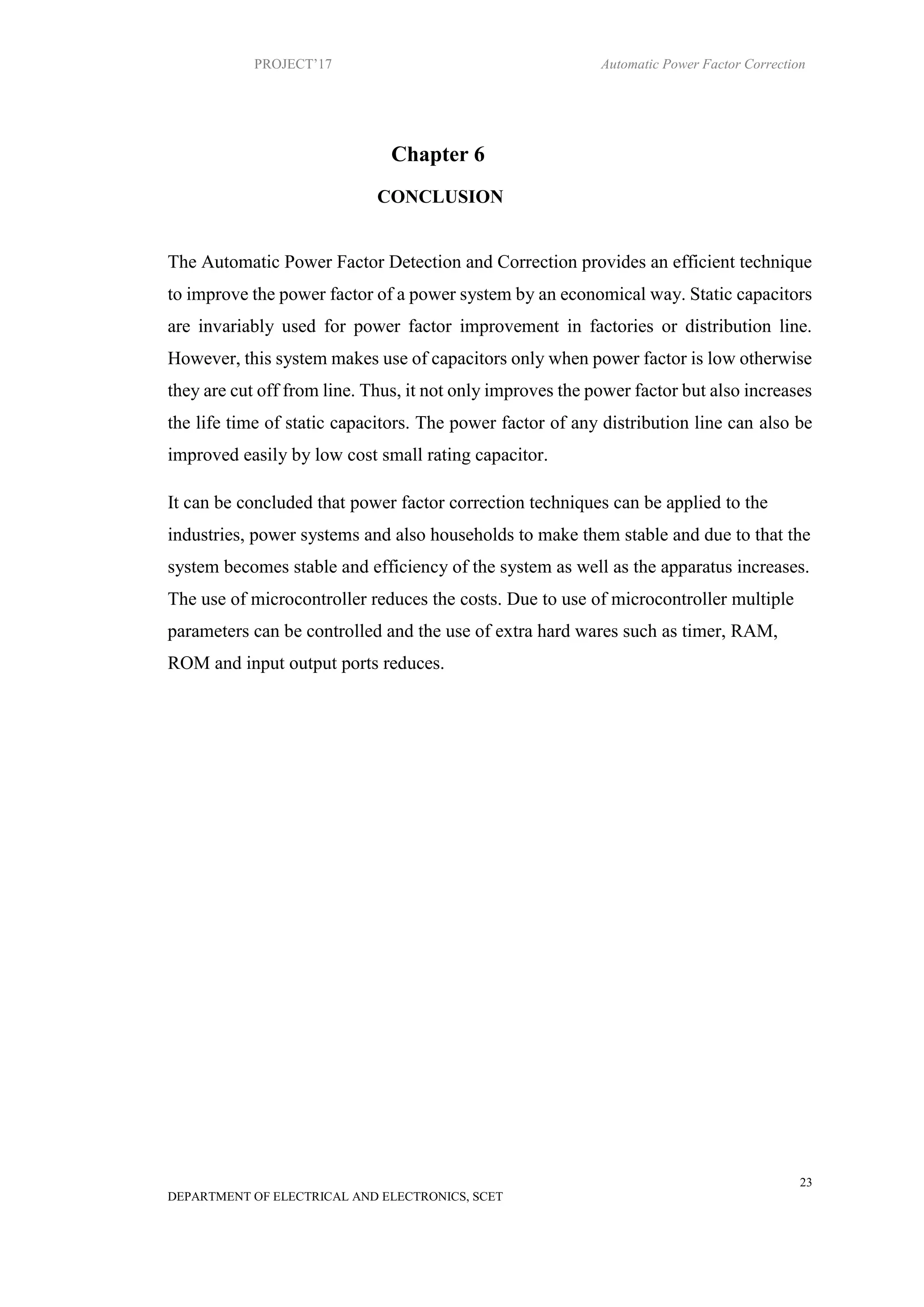 automatic power factor correction report | PDF