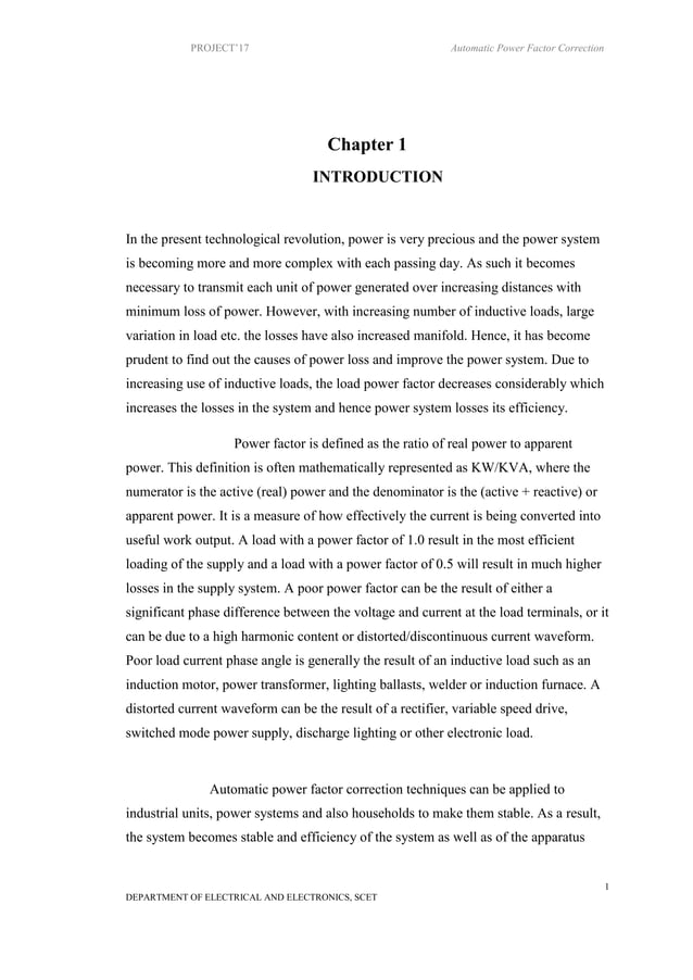 automatic power factor correction report | PDF