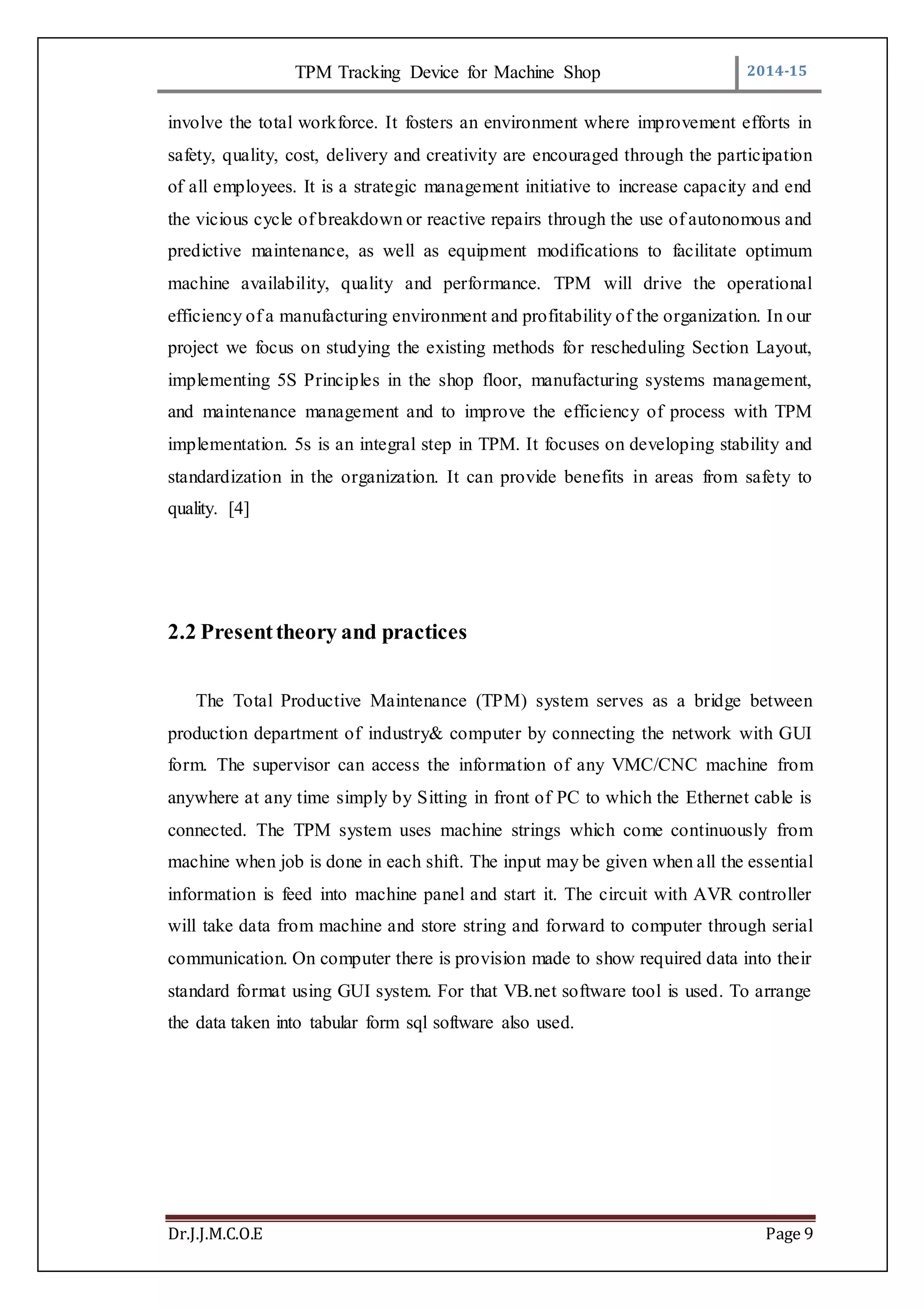 tpm tracking for machine shope--by ganesh kadam | DOCX