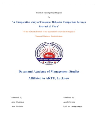 Project report “a comparative study of consumer behavior comparison ...