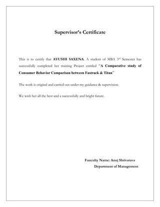 Project report “a comparative study of consumer behavior comparison ...