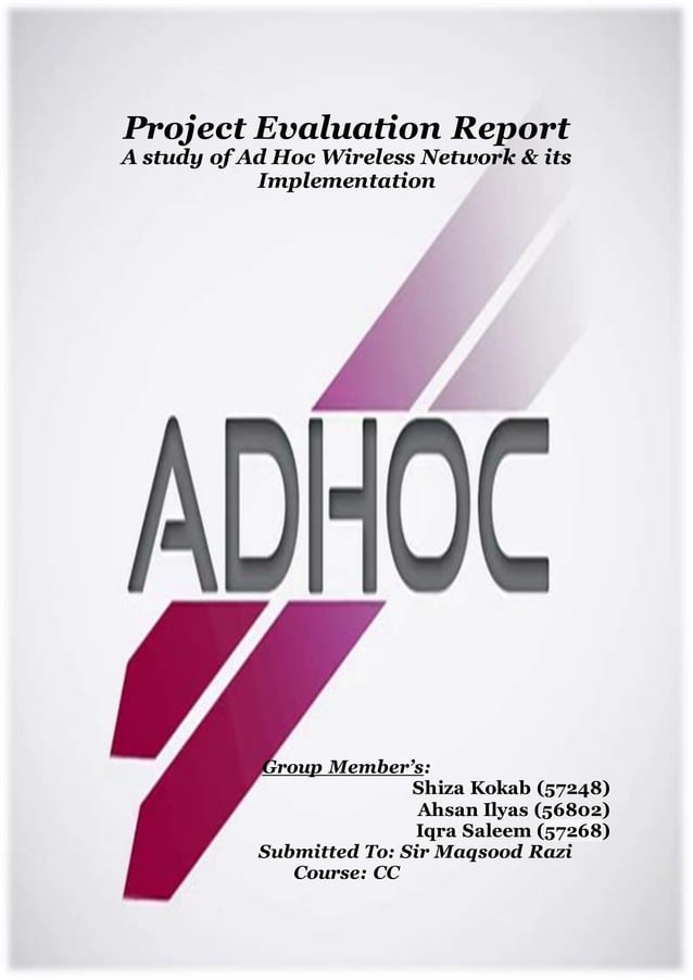 Project report a dhoc wireless network | DOCX | Computer Networking | Computing