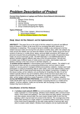 Project report a dhoc wireless network | DOCX