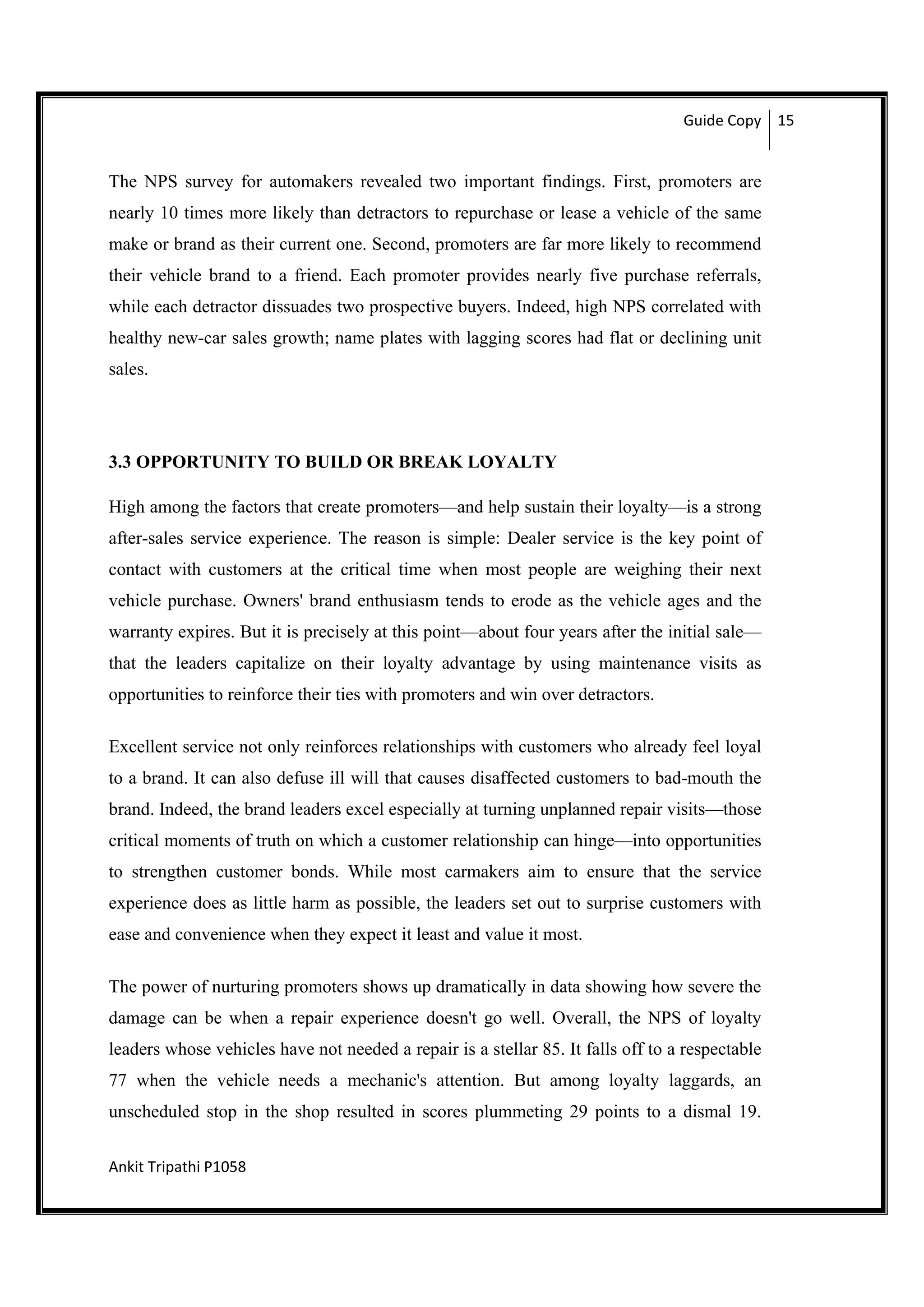 Project Report: After Sales service of Automobiles in India | PDF