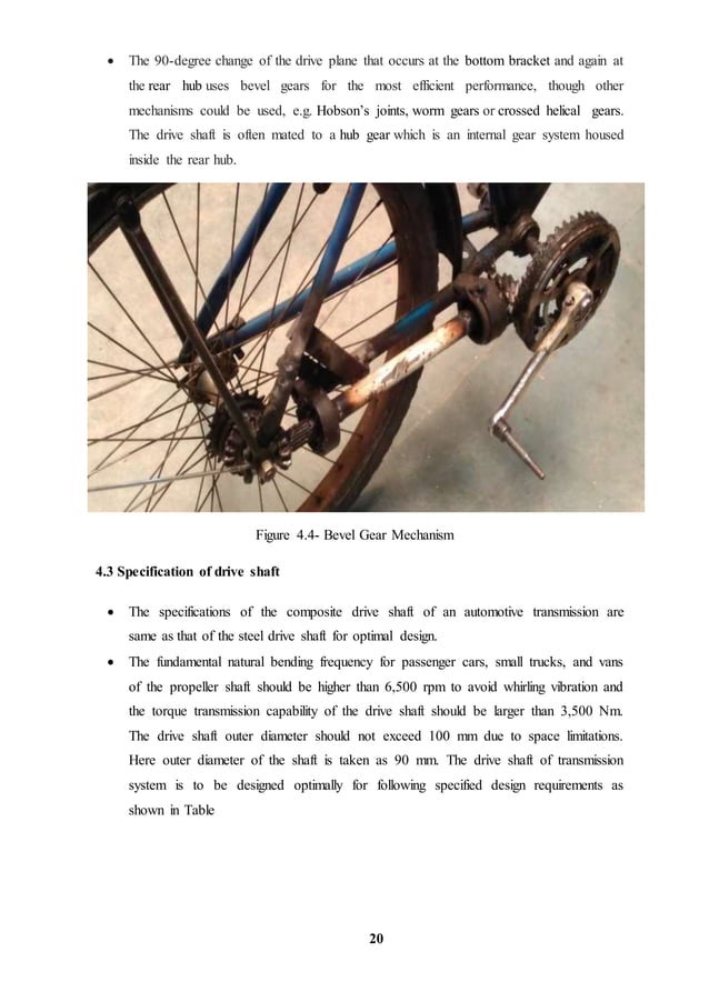 Project report on Chainless Bicycle | DOCX