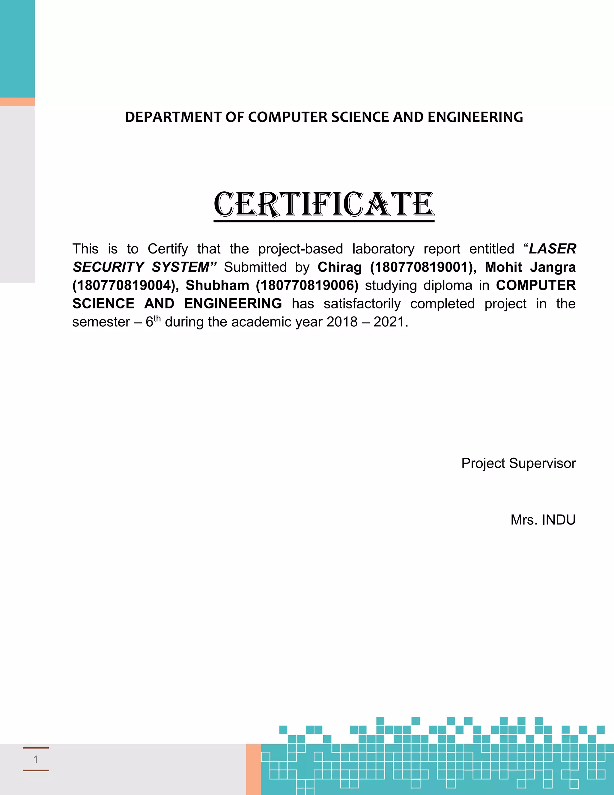 Laser Security System Project report | PDF