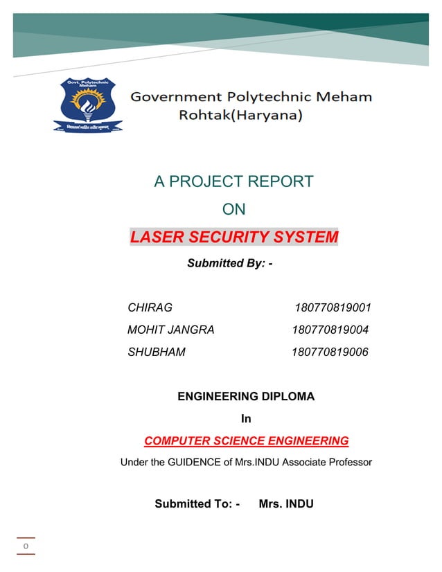 Laser Security System Project report | PDF | Home Security | Home & Garden