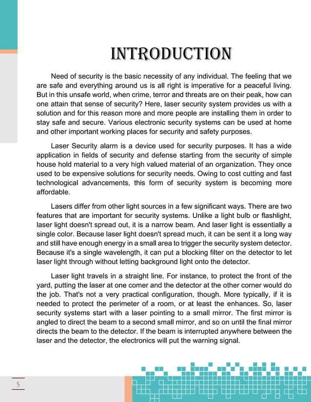 Laser Security System Project report | PDF | Home Security | Home & Garden