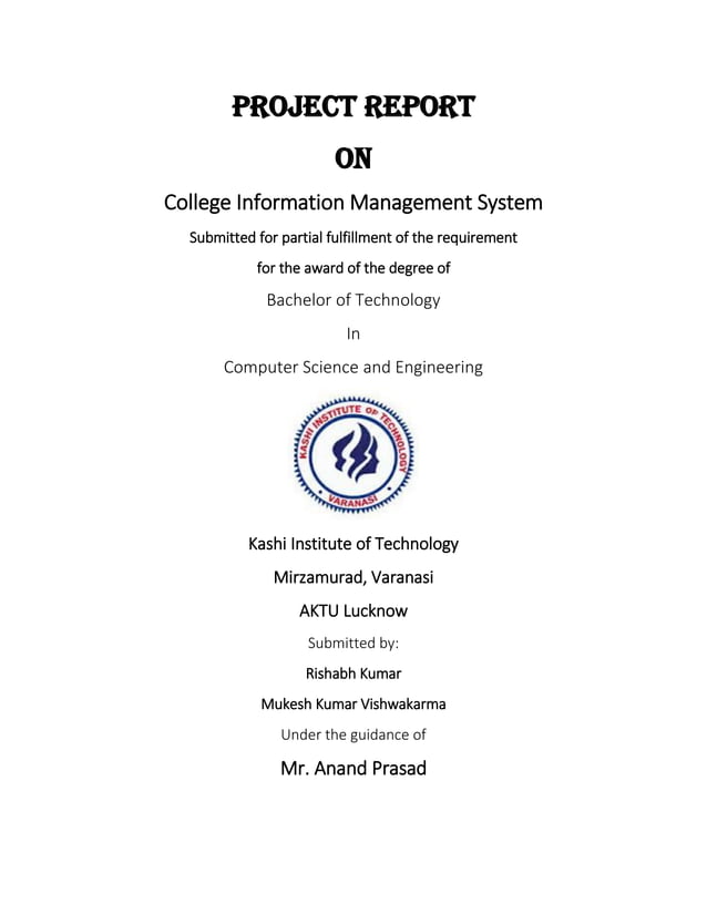 Project report college information management system on Advanced Java | PDF