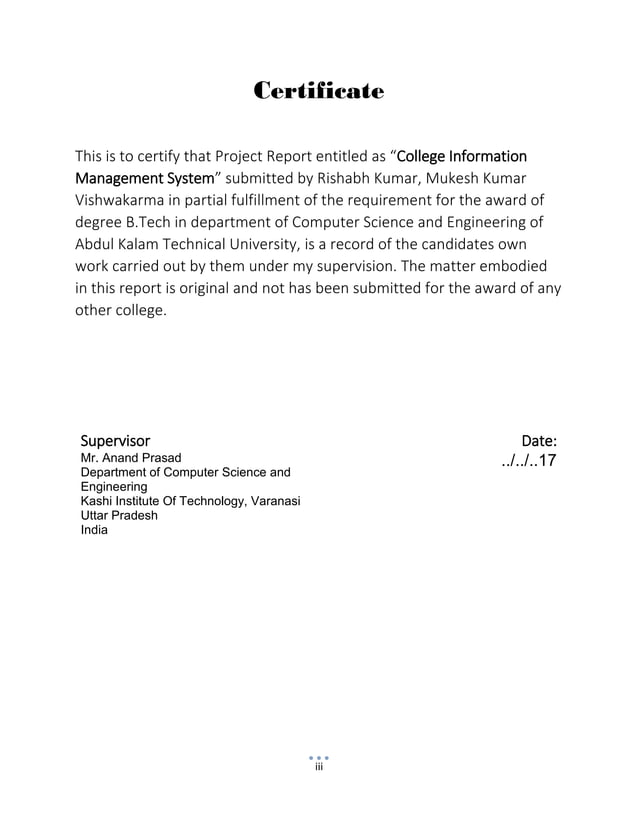 Project report college information management system on Advanced Java | PDF