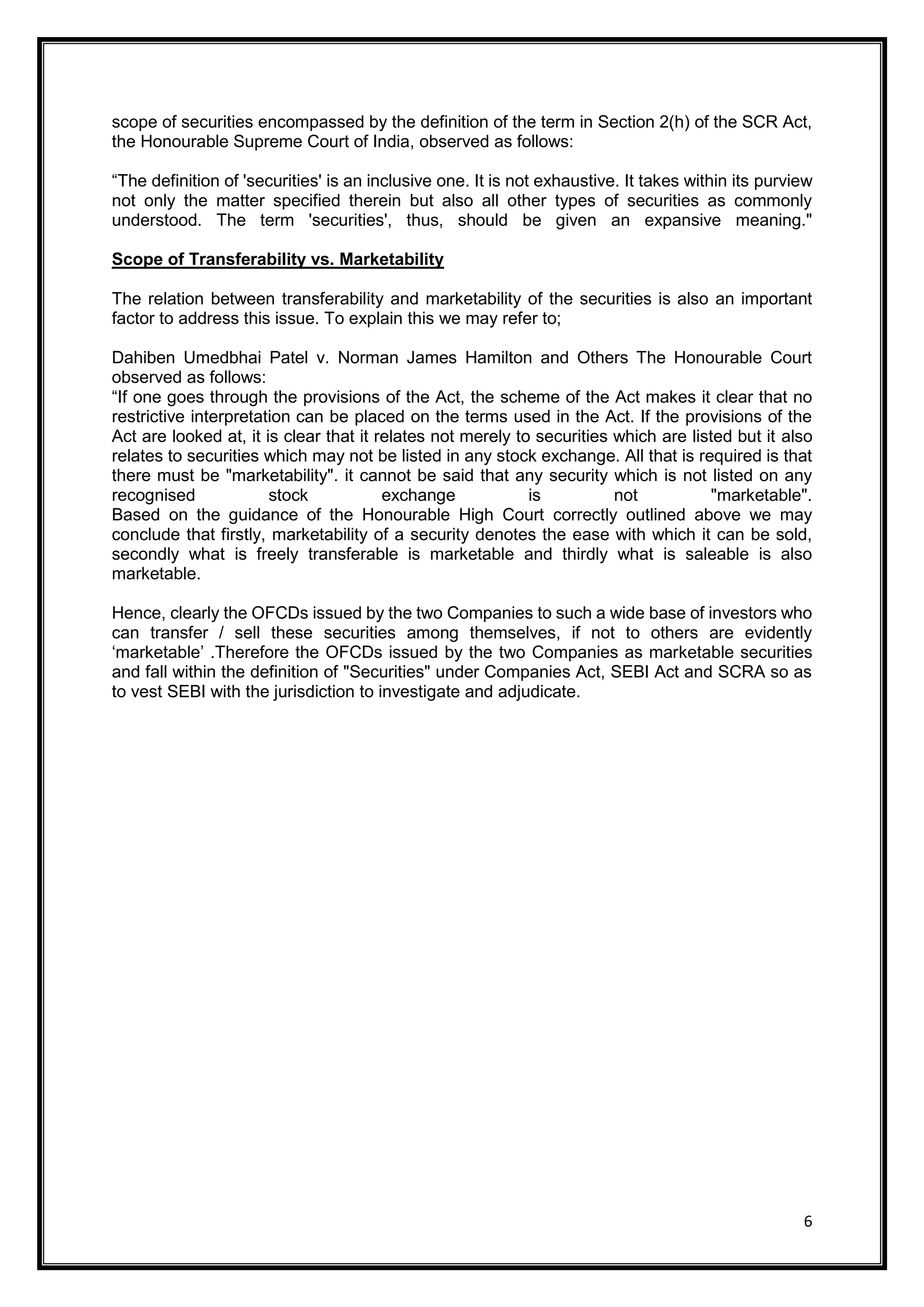 Project report critical analysis of sahara judgment | PDF