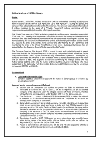 Project report critical analysis of sahara judgment | PDF