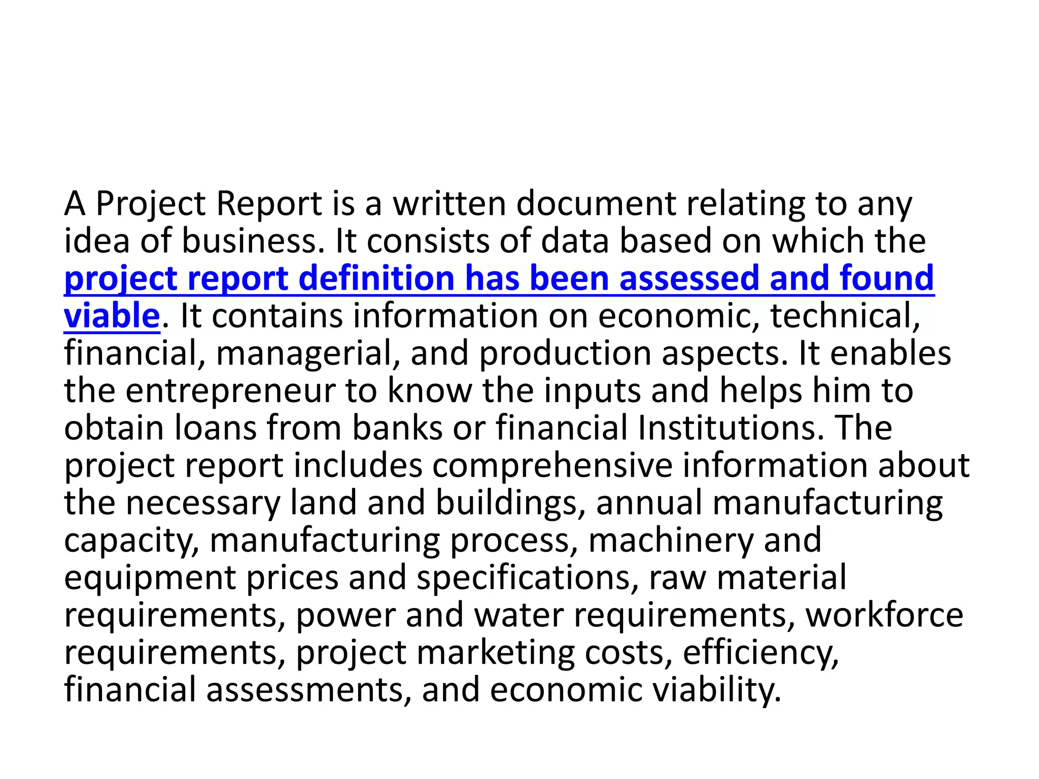 Project Report Definition | PPT