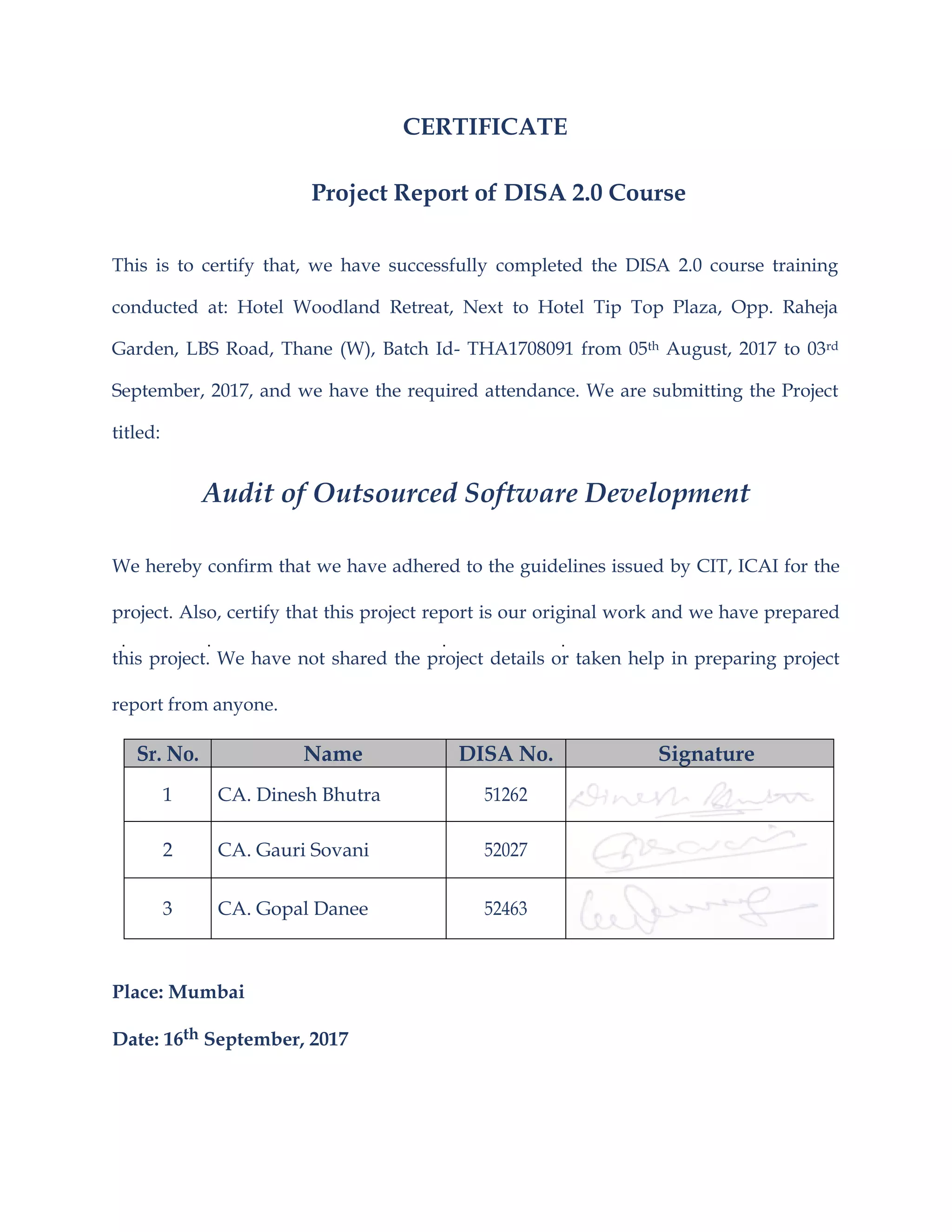 Project report disa course | PDF