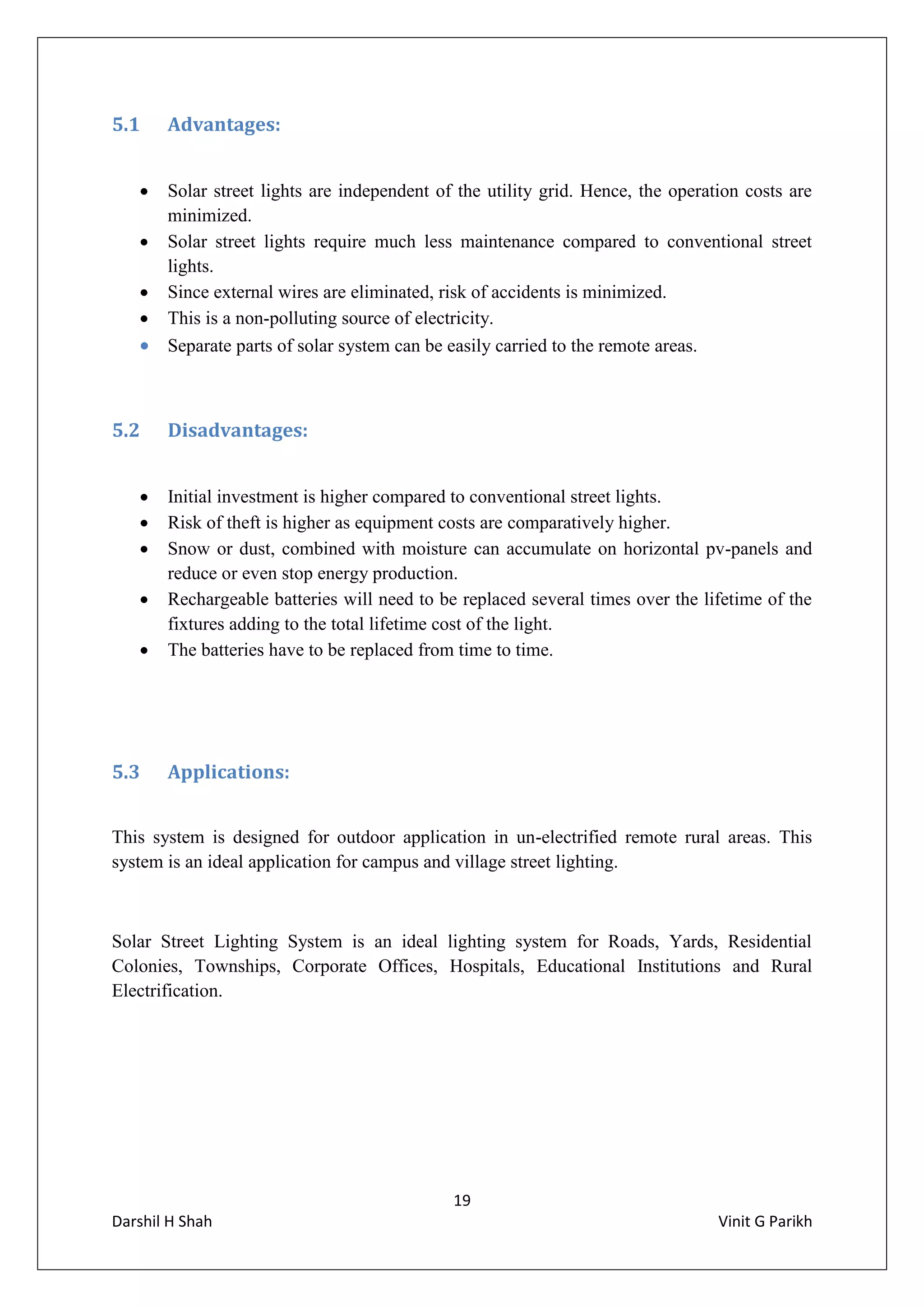Final project report on Solar street light | PDF