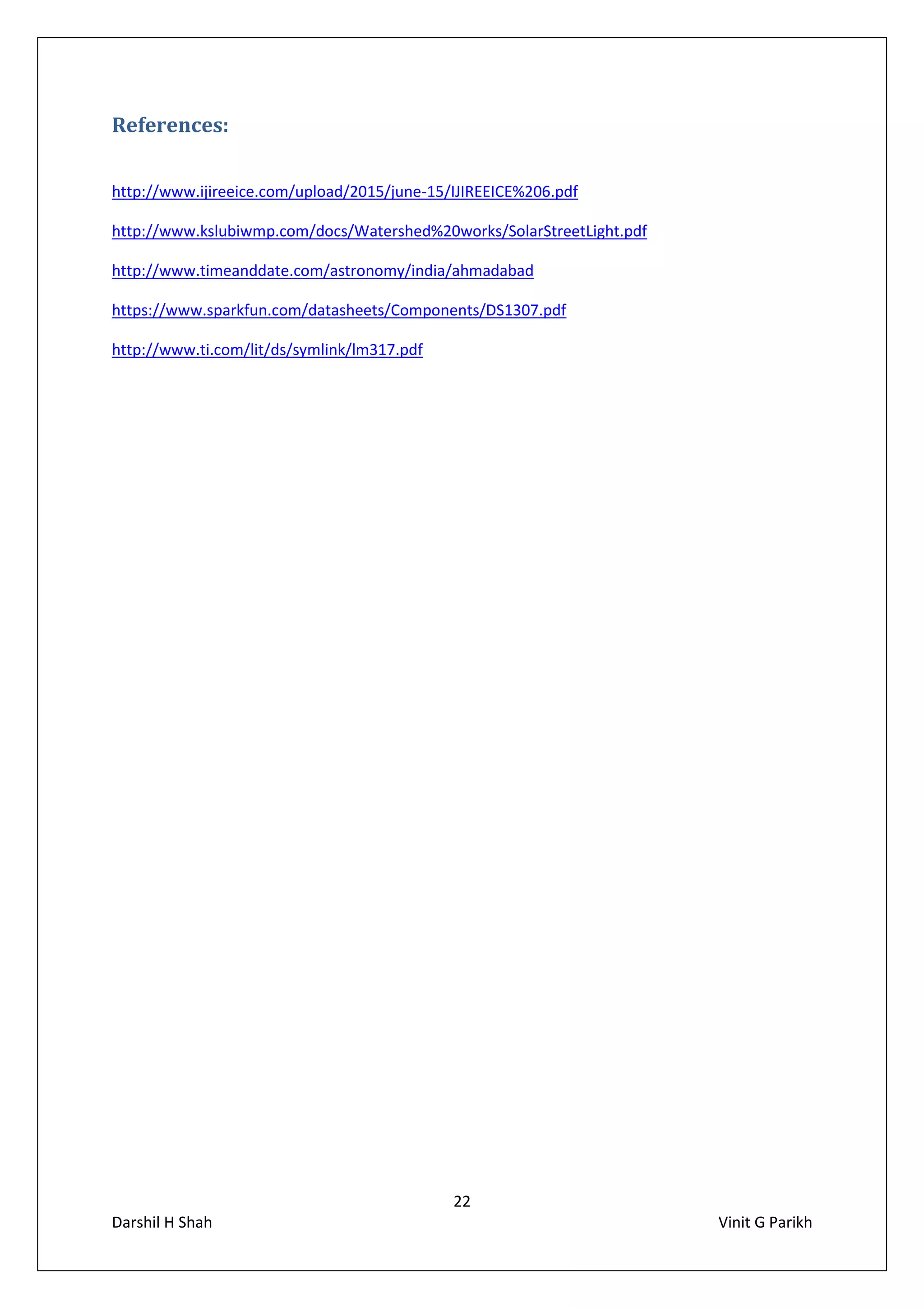 Final project report on Solar street light | PDF