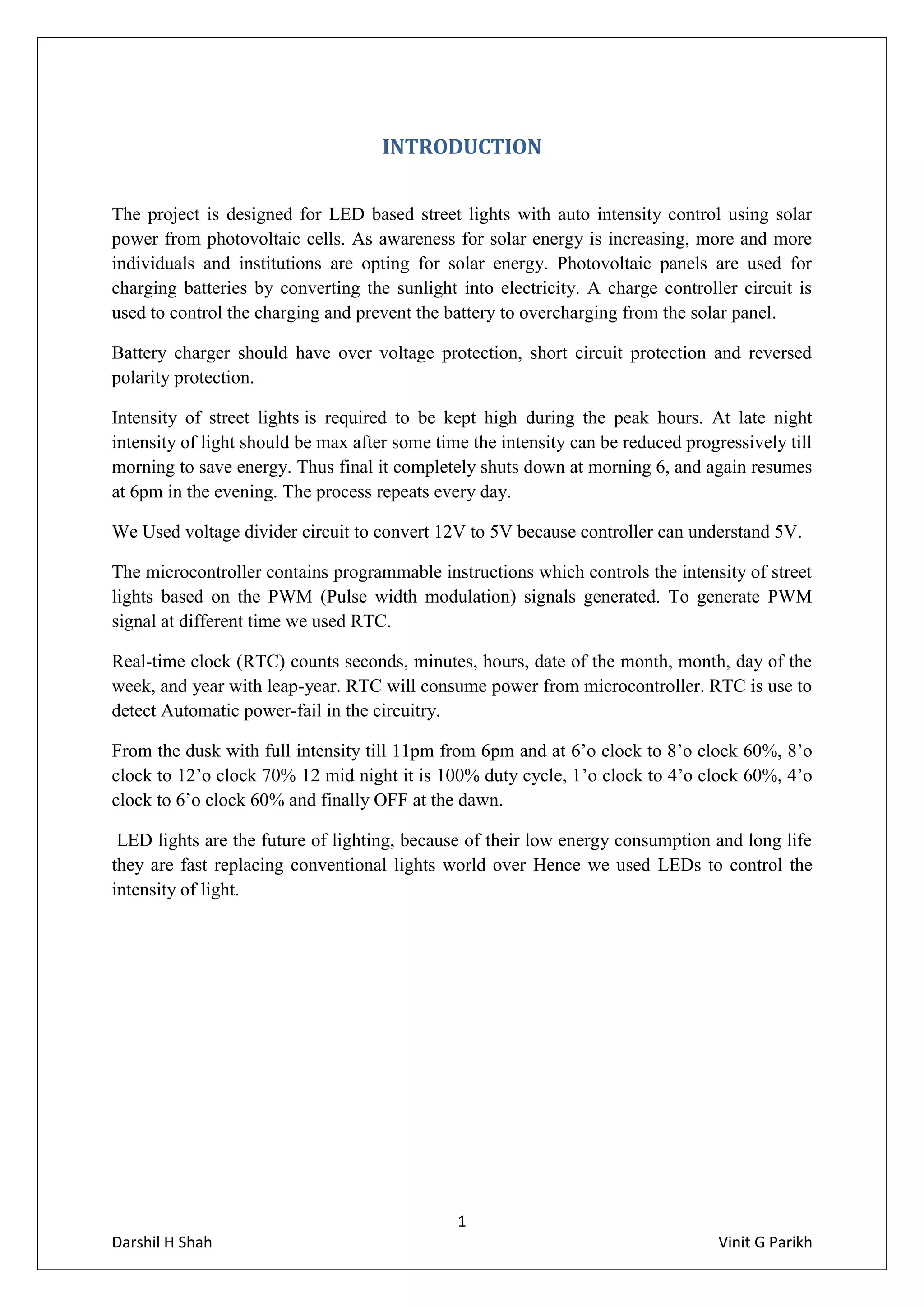 Final project report on Solar street light | PDF