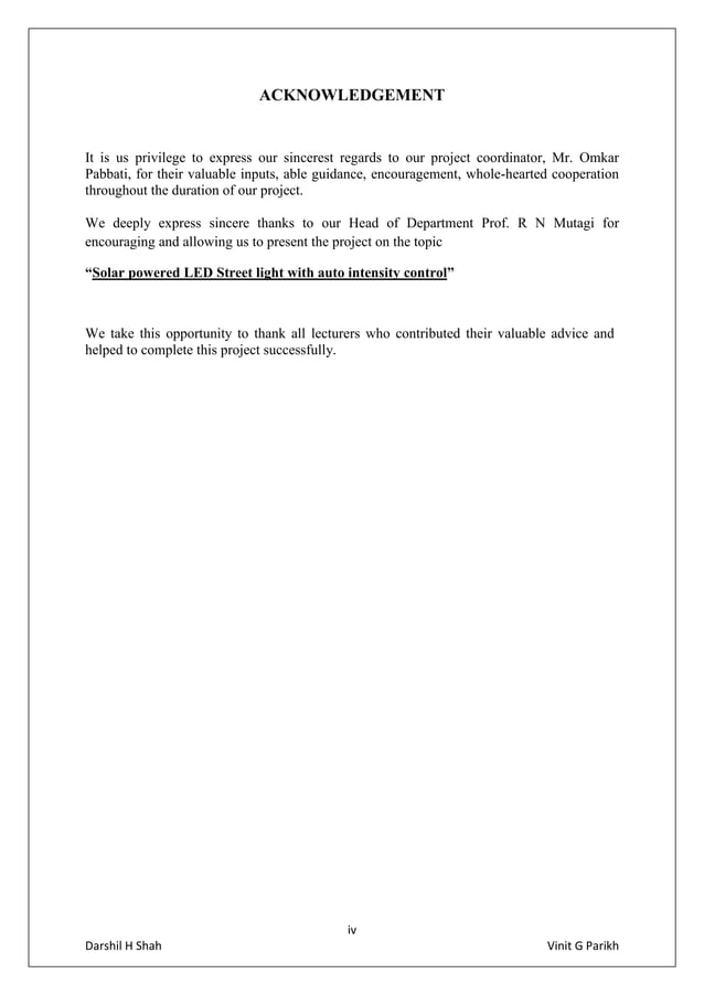 Final project report on Solar street light | PDF