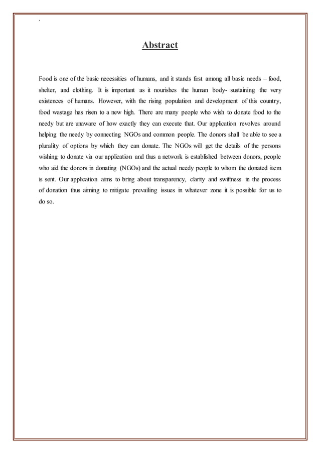 Food donation project report II | DOCX | Computer Software and ...