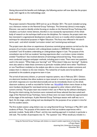 Using the nominal group technique with clickers to research student experiences of e-learning: a ...