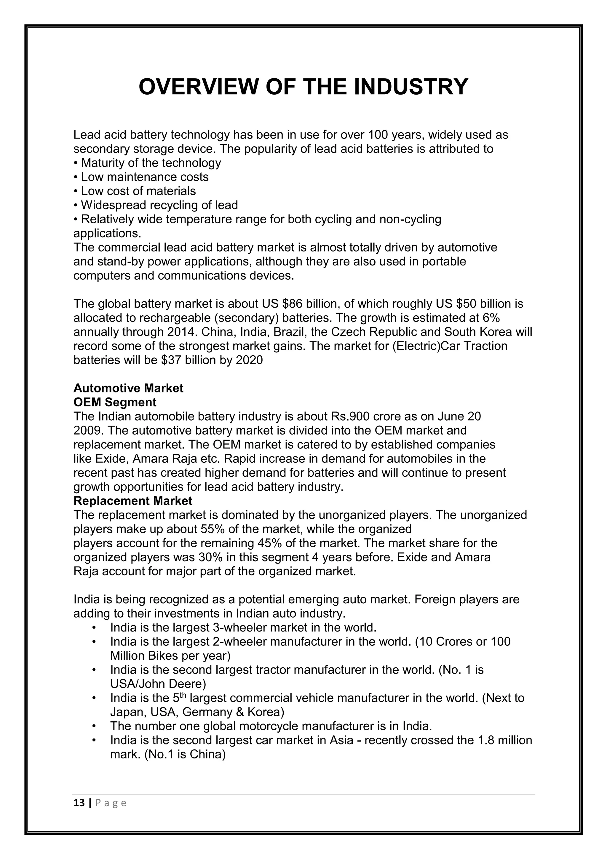 Project report for exide | DOCX