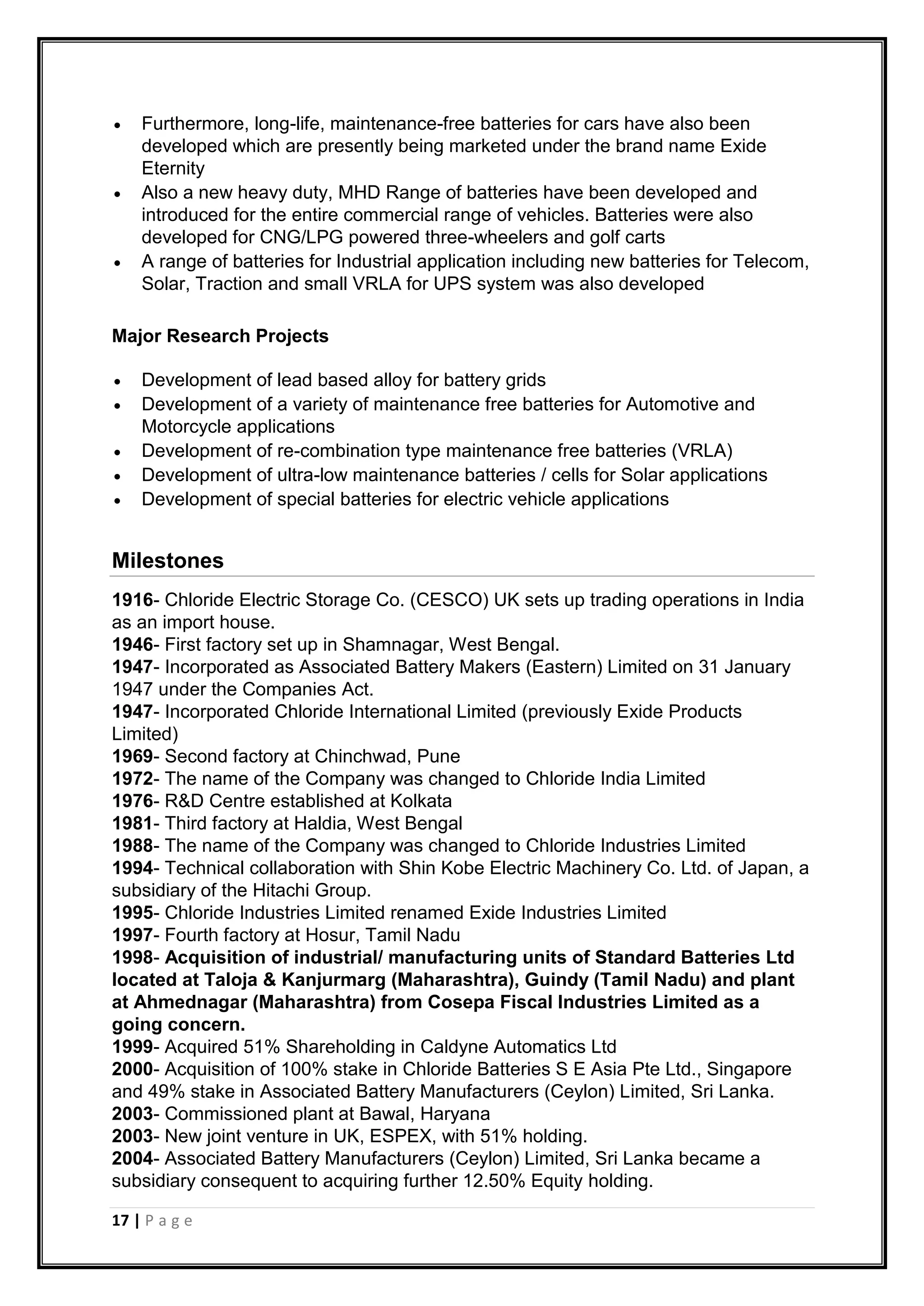 Project report for exide | DOCX