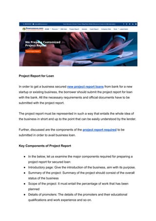 Project Report For Loan | PDF | Business Loans | Business Banking & Finance