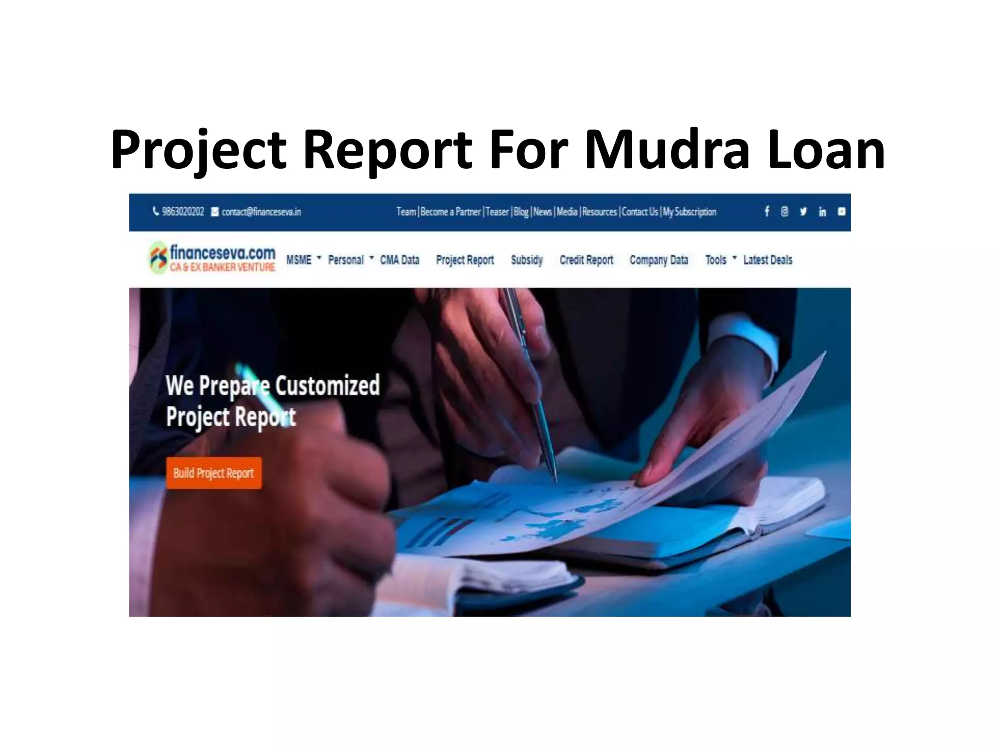 Project Report For Mudra Loan | PPTX