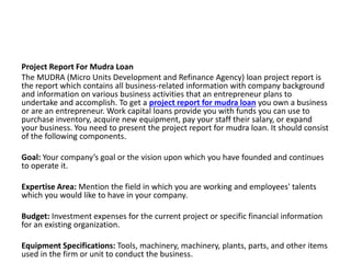 Project Report For Mudra Loan | PPTX