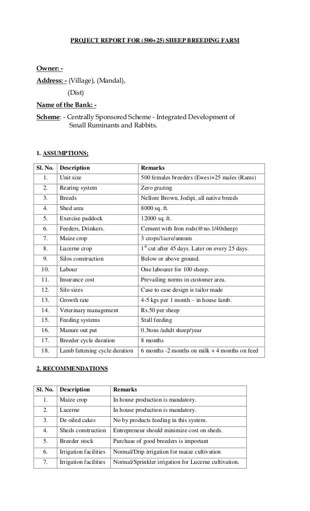 Project report for sheep breeding farm