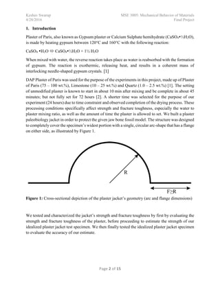Design, Strength and Failure of Paleobiology Plaster Jackets | PDF