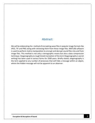 Encryption & Decryption of Sound in image format on Matlab | PDF