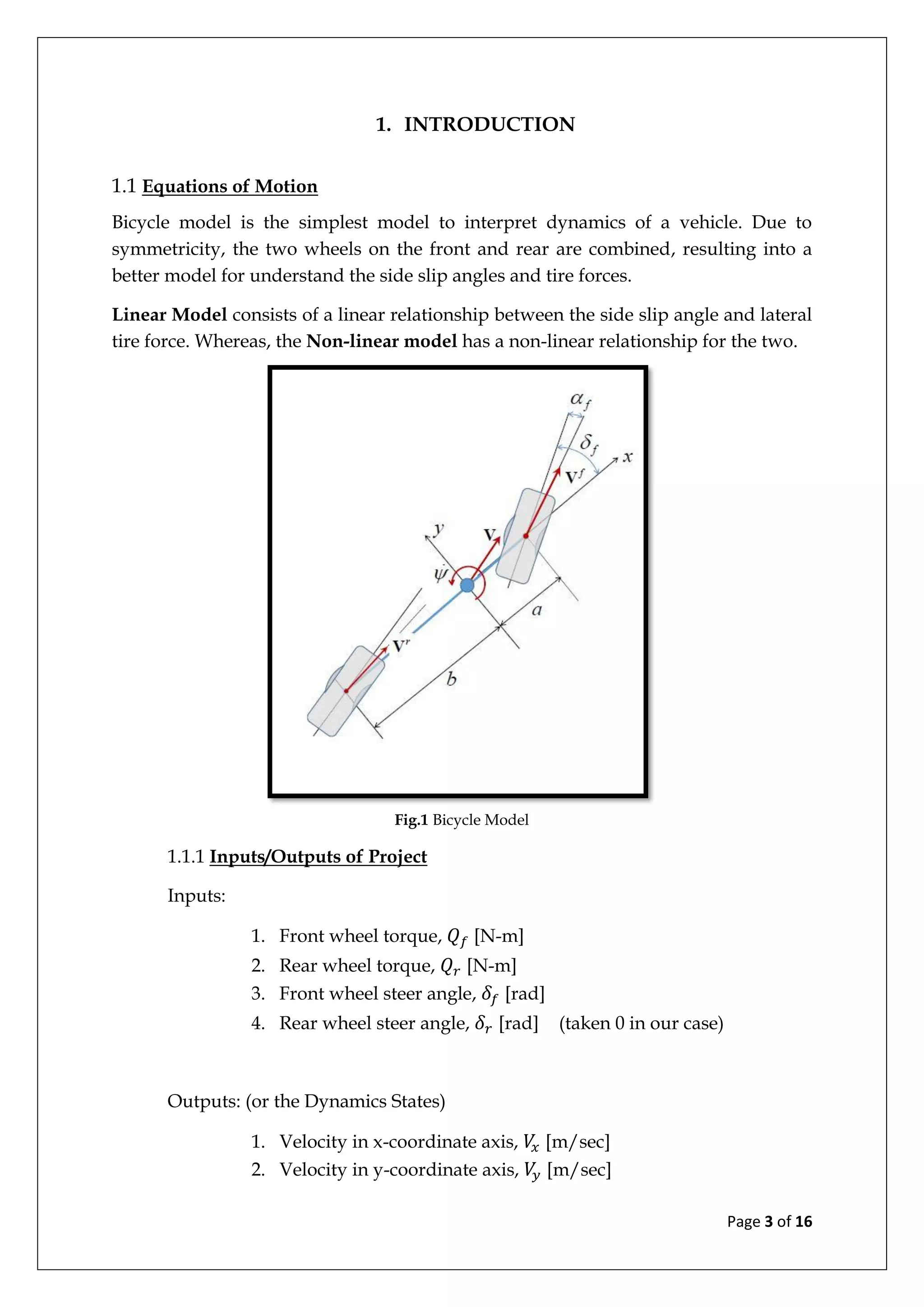 Modelling Planar Vehicle Dynamics using Bicycle Model | PDF