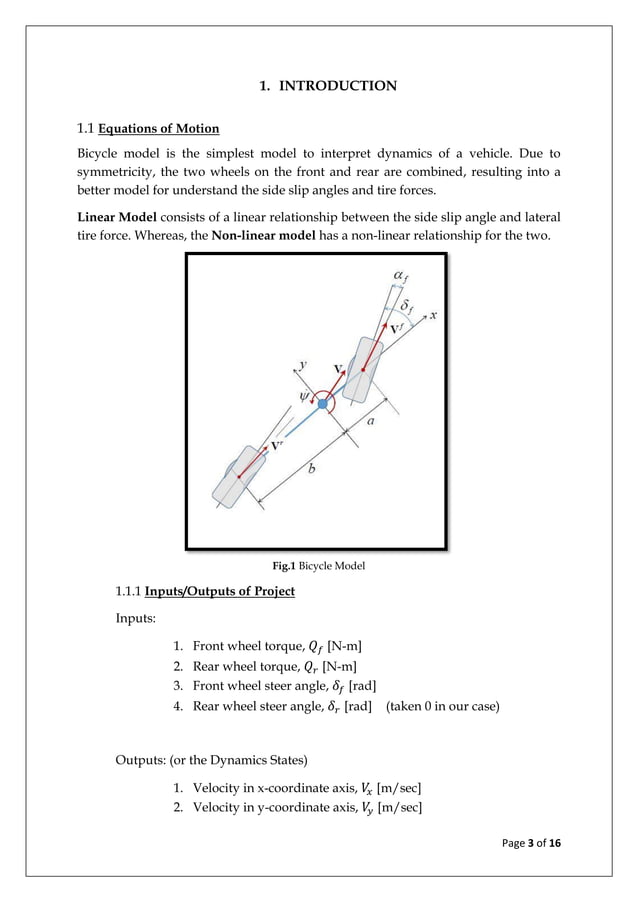 Modelling Planar Vehicle Dynamics Using Bicycle Model Pdf Physics Science
