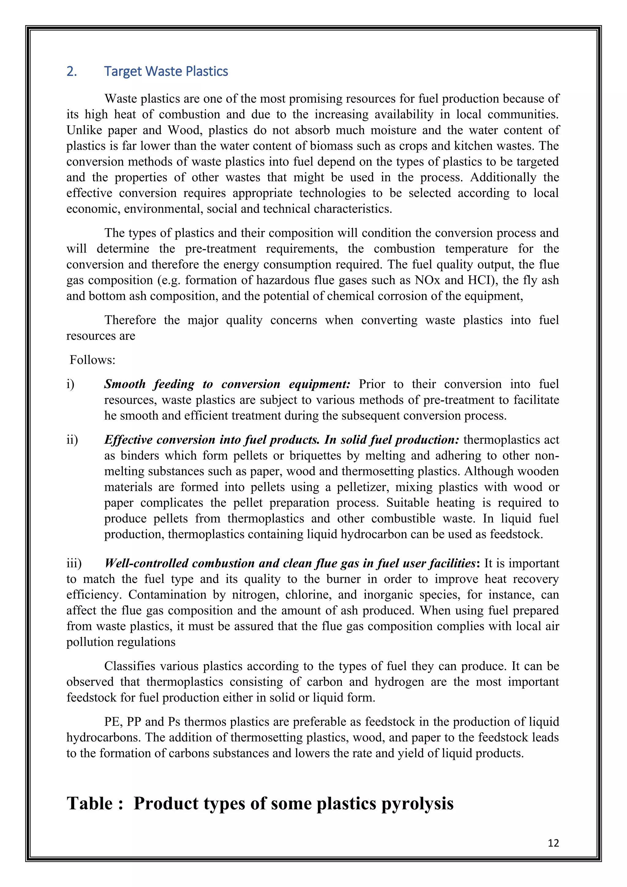 Project report of (biodiesel extraction from waste plastic) | PDF