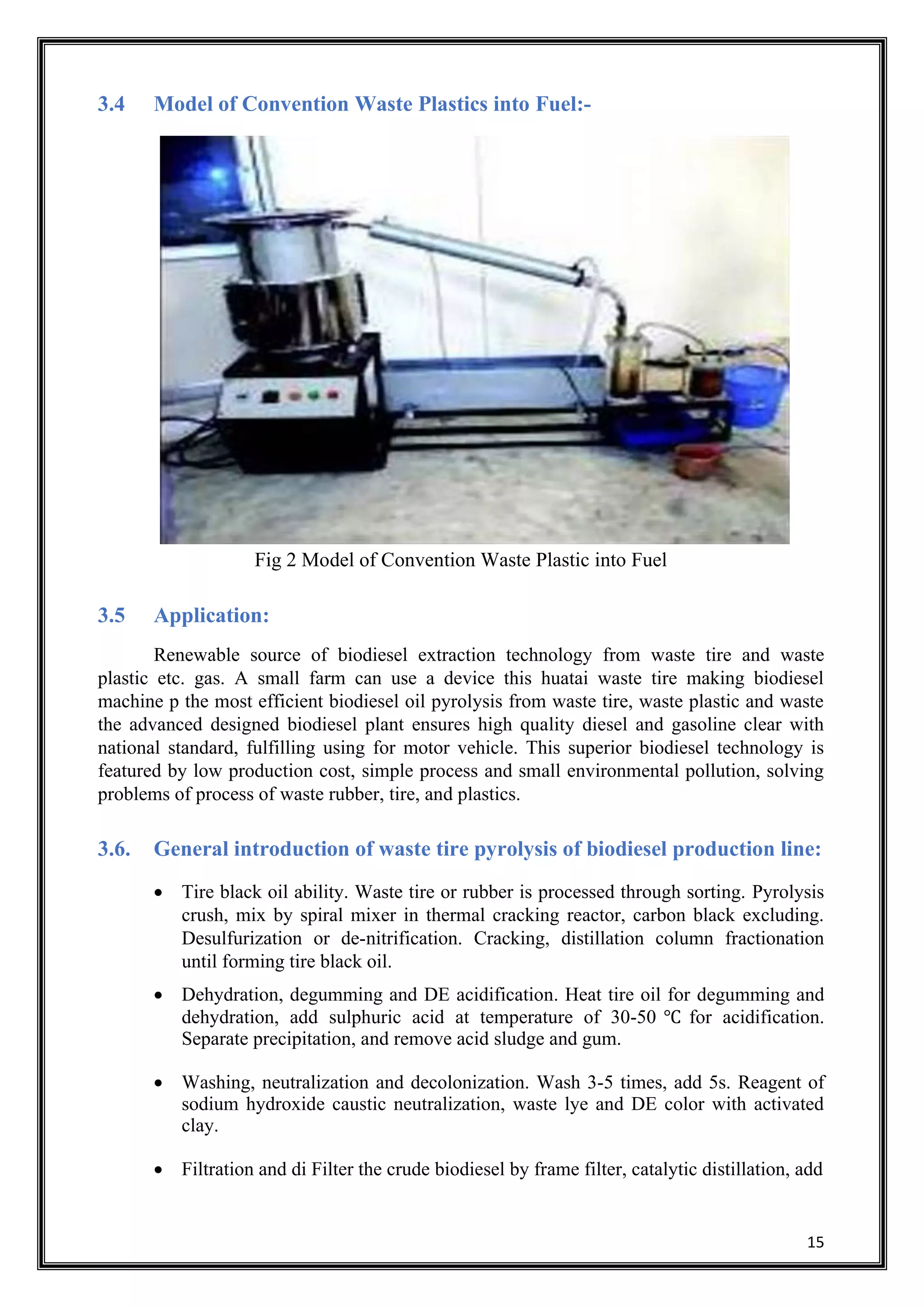 Project report of (biodiesel extraction from waste plastic) | PDF