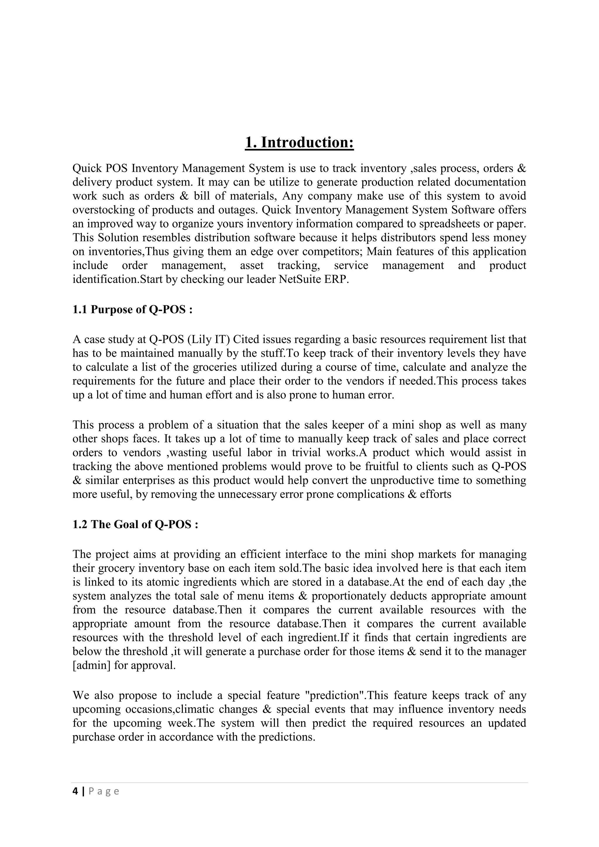 Project Report Of Inventory Management Software [POS] | PDF
