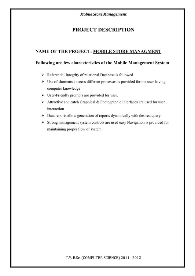 Project report On MSM (Mobile Shop Management) | DOCX | Computer Software and Applications ...