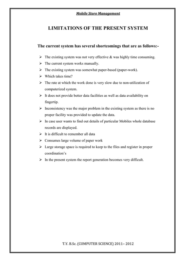 Project report On MSM (Mobile Shop Management) | DOCX | Computer ...