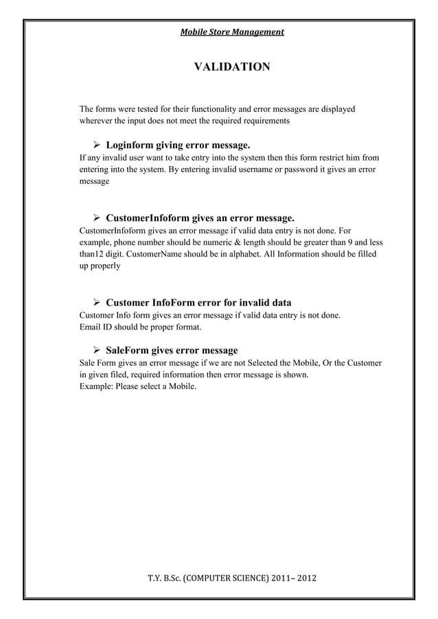Project report On MSM (Mobile Shop Management) | DOCX | Computer ...