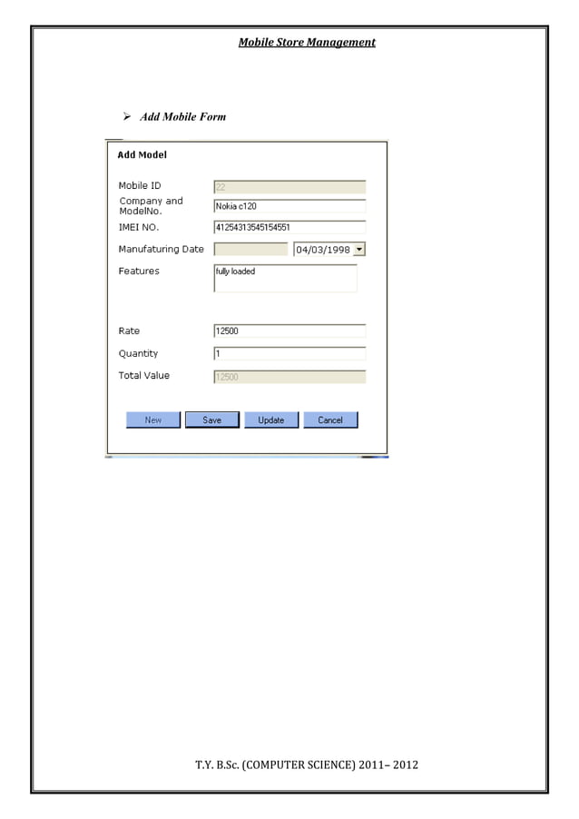 Project report On MSM (Mobile Shop Management) | DOCX | Computer ...