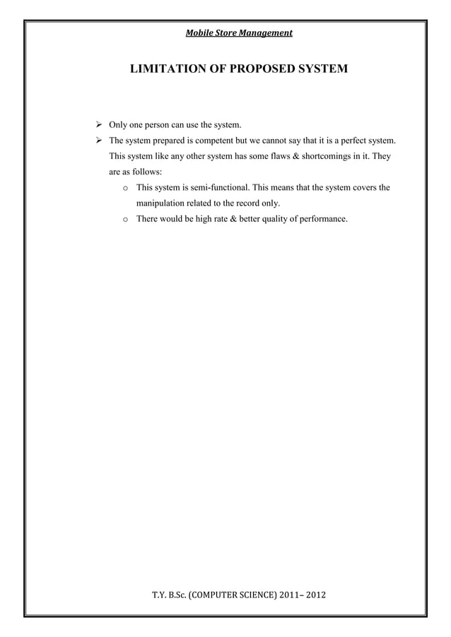 Project report On MSM (Mobile Shop Management) | DOCX | Computer ...