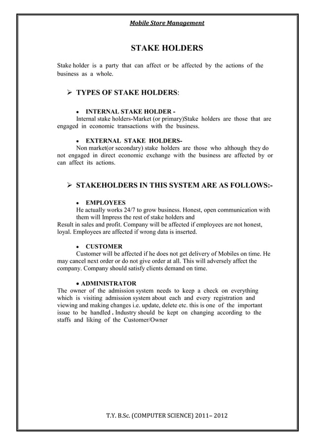 Project report On MSM (Mobile Shop Management) | DOCX | Computer ...