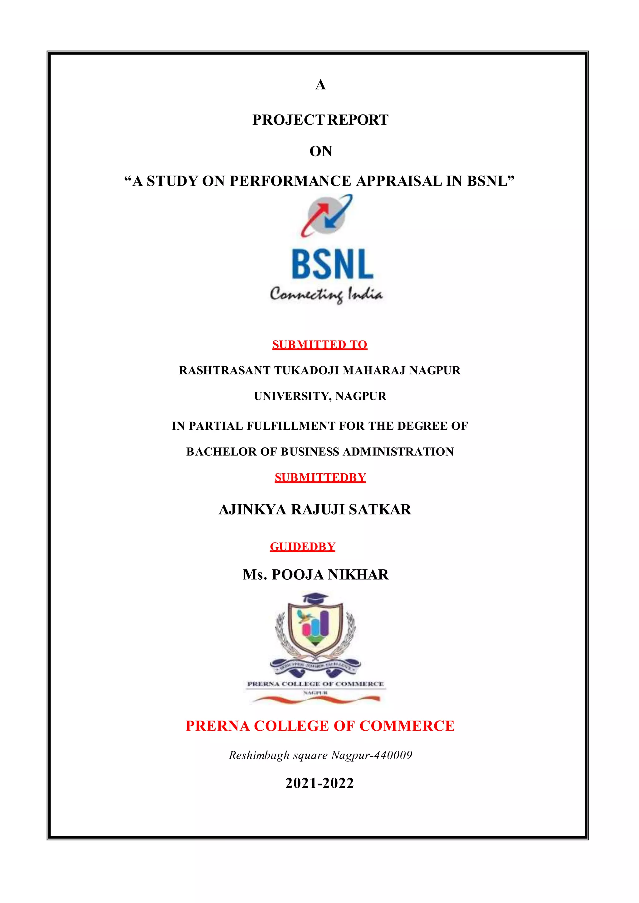 Project Report of performance appraisal of bsnl.docx